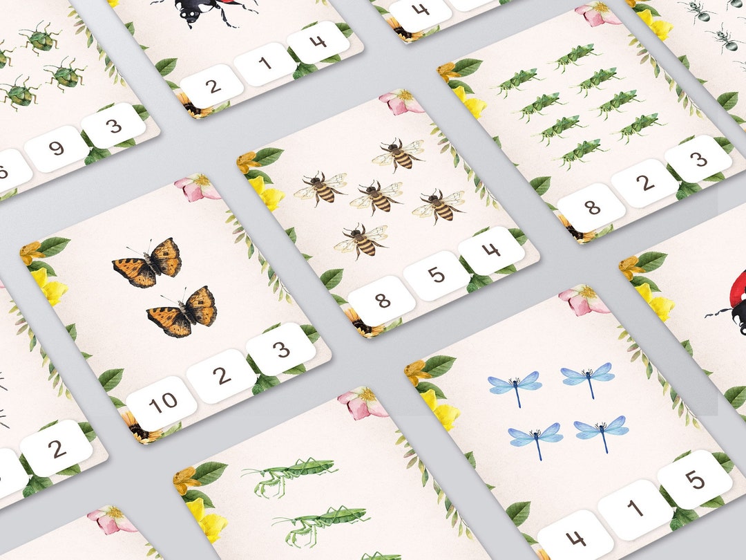 Insects Count and Clip Cards 1 - 10 Montessori Activity. Home School ...