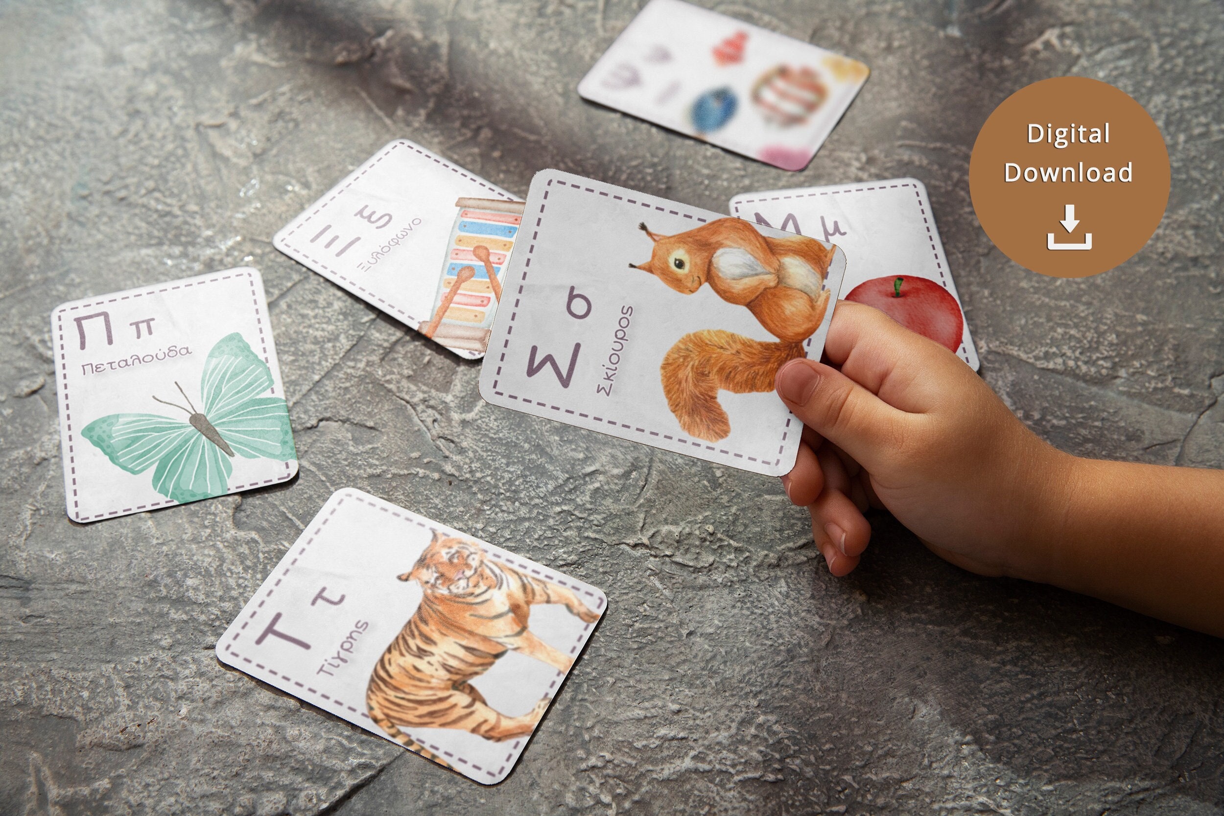 Greek Alphabet Letter Cards Printable Greek ABC Flashcards Montessori ...