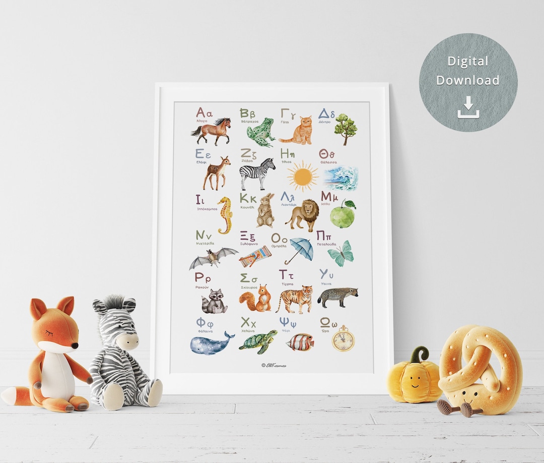 Greek Alphabet Poster Greek ABC Educational Poster Kids and - Etsy