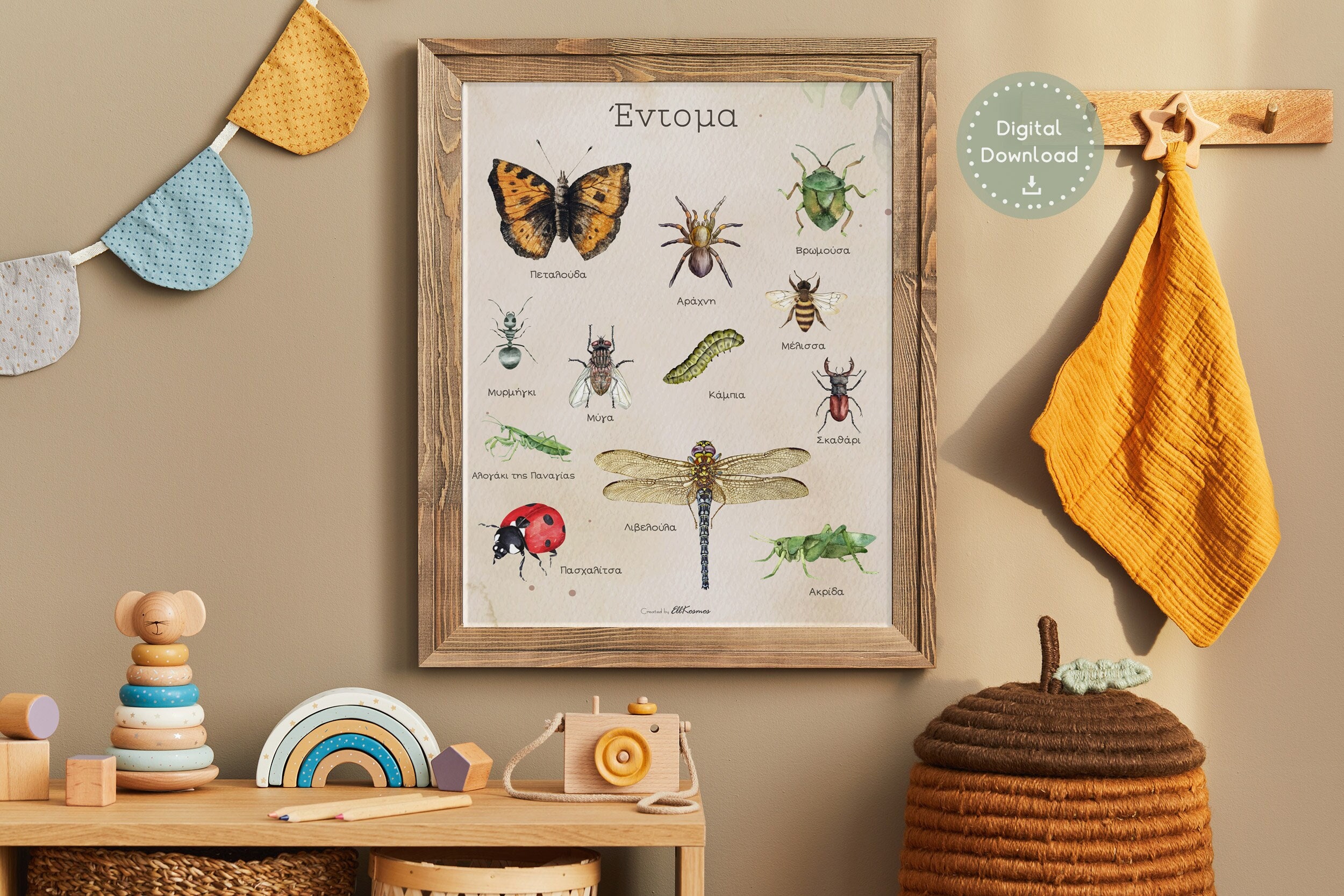 Greek Insects Educational Poster for Children. Bugs Poster Montessori ...