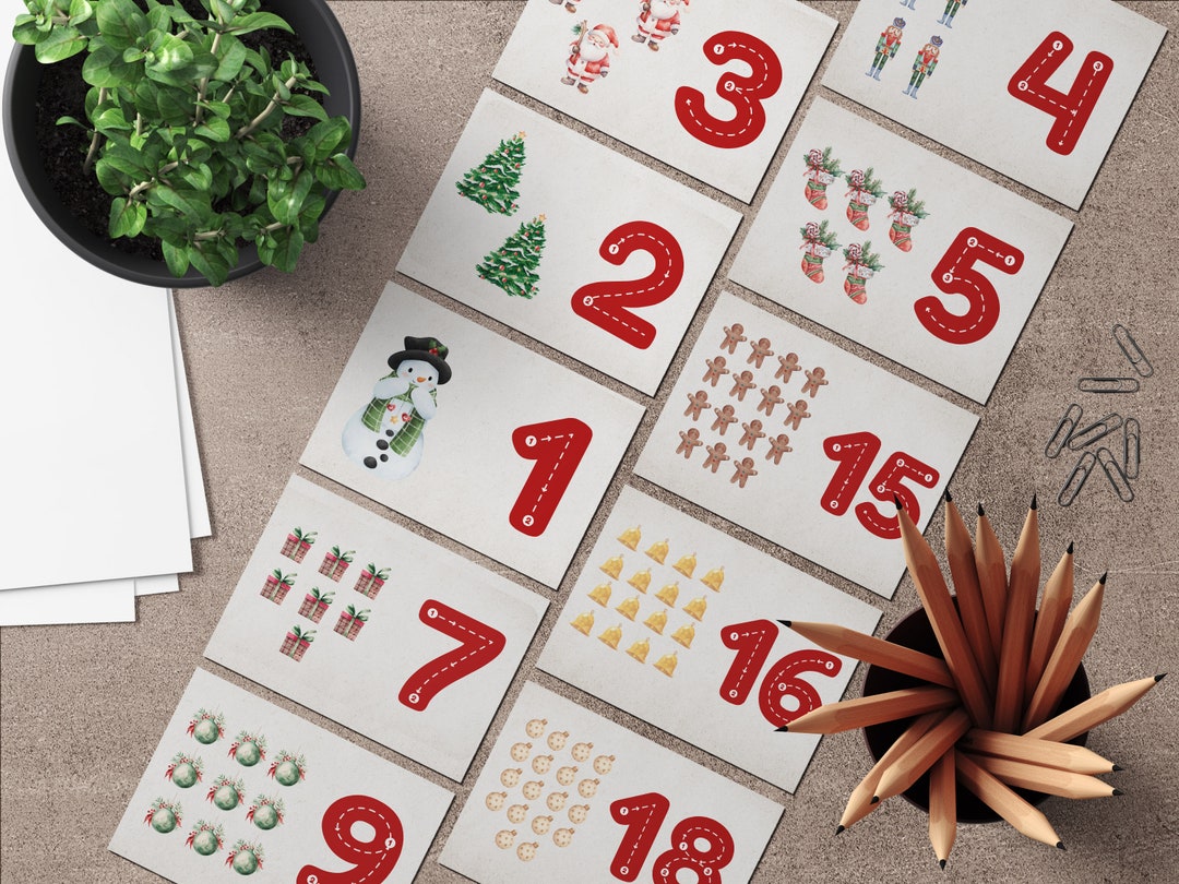 Numbers and Quantities 1-20 Cards Winter Swing Exercises Rewritable ...