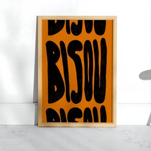 Typographic Poster, Bisou Poster Aesthetic Posters, French Kiss Print, Kiss Poster, French ...