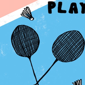 Let's Play Poster, Badminton Art Poster, Badminton Decor, Wall Art, Mid ...