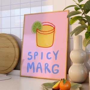 Spicy Marg Poster, Kitchen Print, Margarita, Spicy Margarita, New Home ...