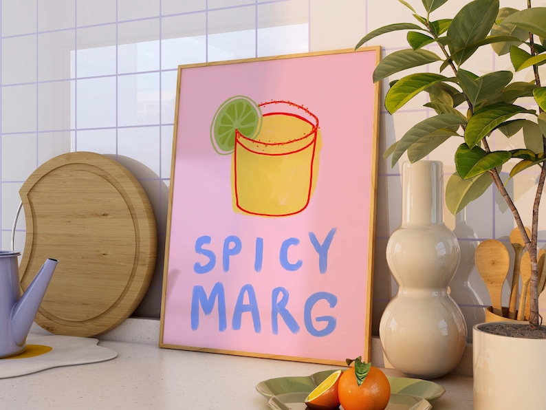 Spicy Marg Poster, Kitchen Print, Margarita, Spicy Margarita, New Home ...