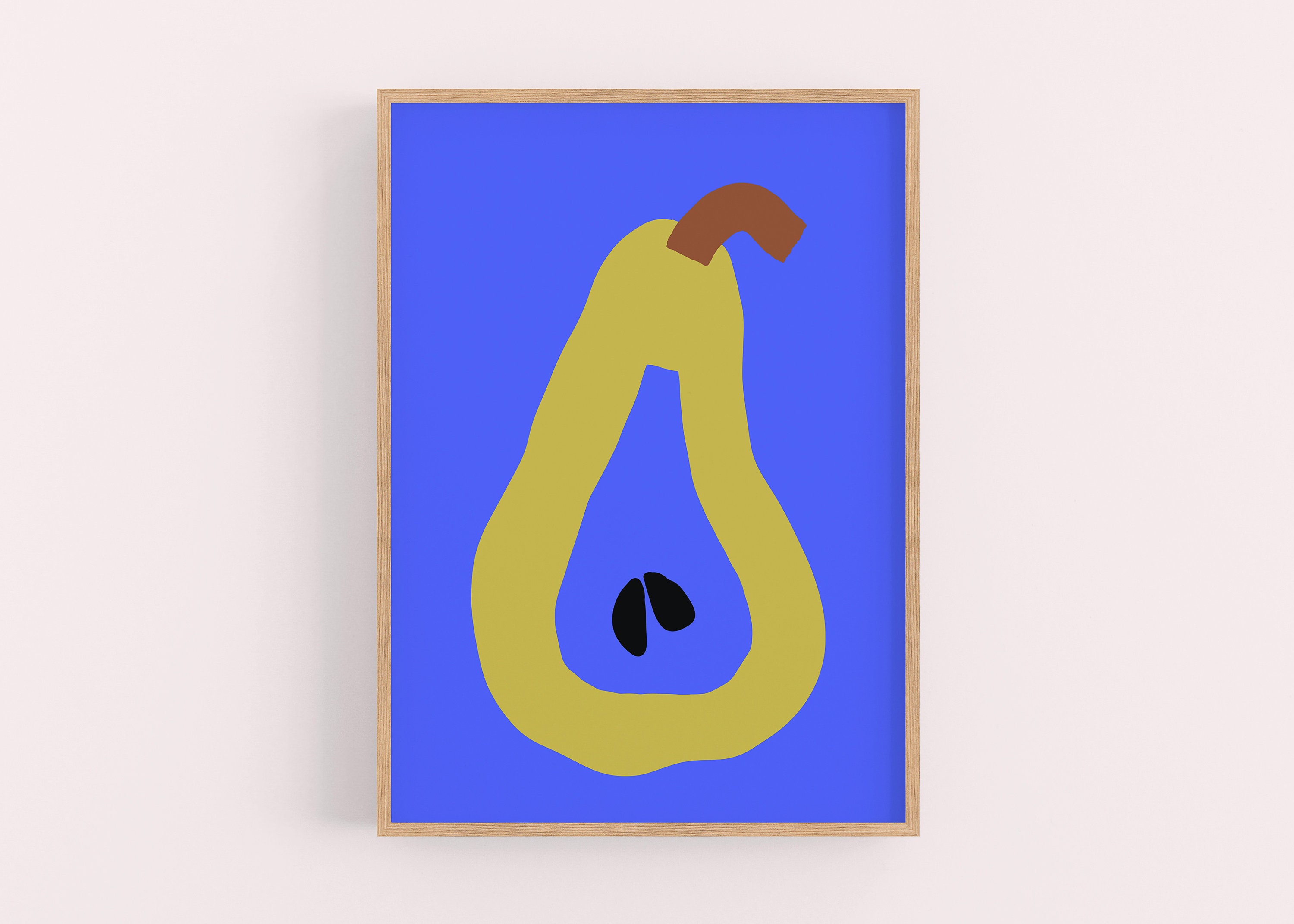 Green Pear Poster Mid Century Home Decor Colorful Kitchen Printable ...