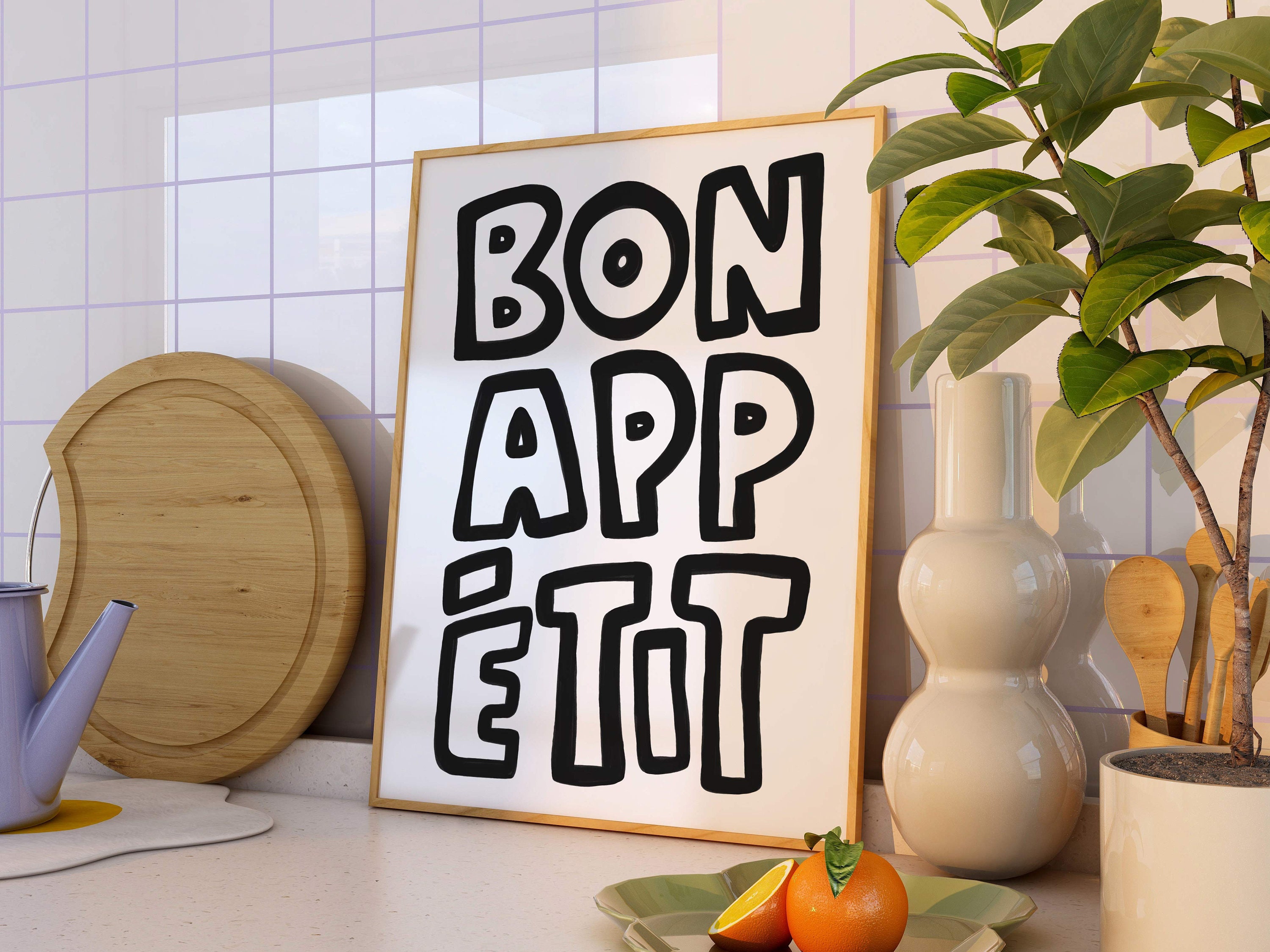 Bon Appetit Poster, Parisian Apartment Decor, Kitchen Wall Art ...