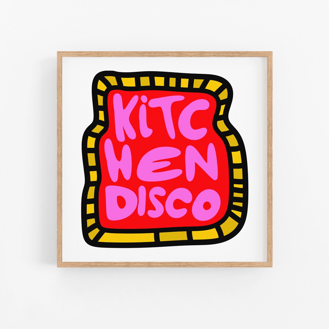 Kitchen Disco Wall Art, Maximalist Kitchen Poster, Square Retro Print ...