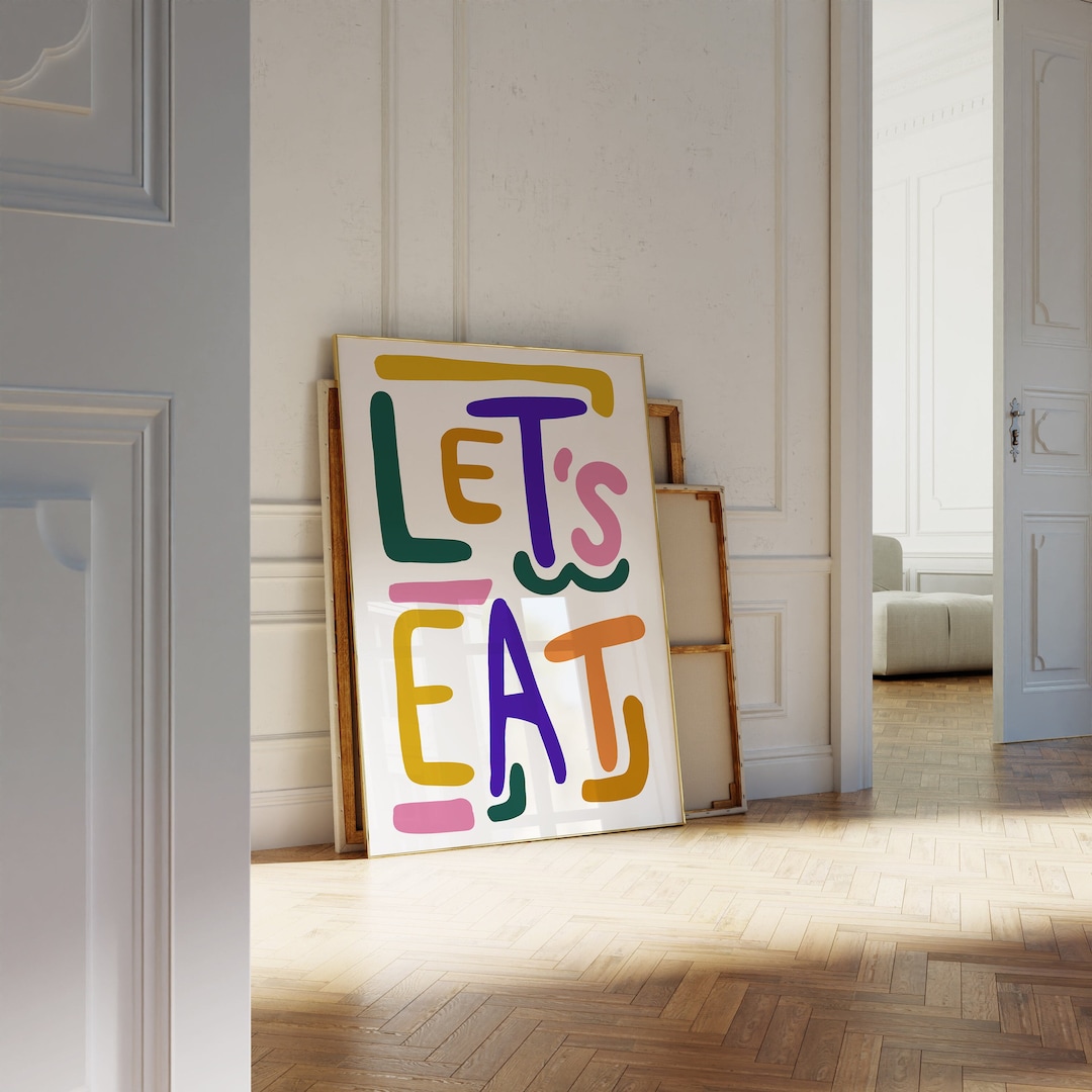 Let's Eat Print, Mid Century Typography Print, Food Poster, Original ...
