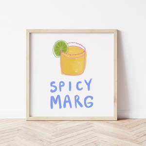 Spicy Marg Print, Kitchen Print, Cocktail Bar Art, Retro Artwork, Bar ...