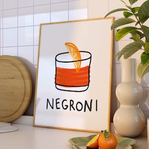 Negroni Poster, Negroni Cocktail Wall Art, Kitchen Print, Apartment ...