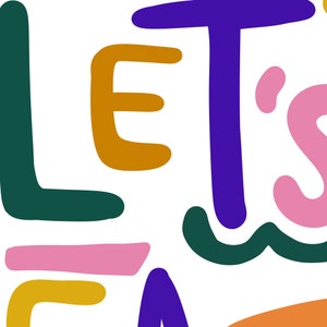 Let's Eat Print, Mid Century Typography Print, Food Poster, Original ...