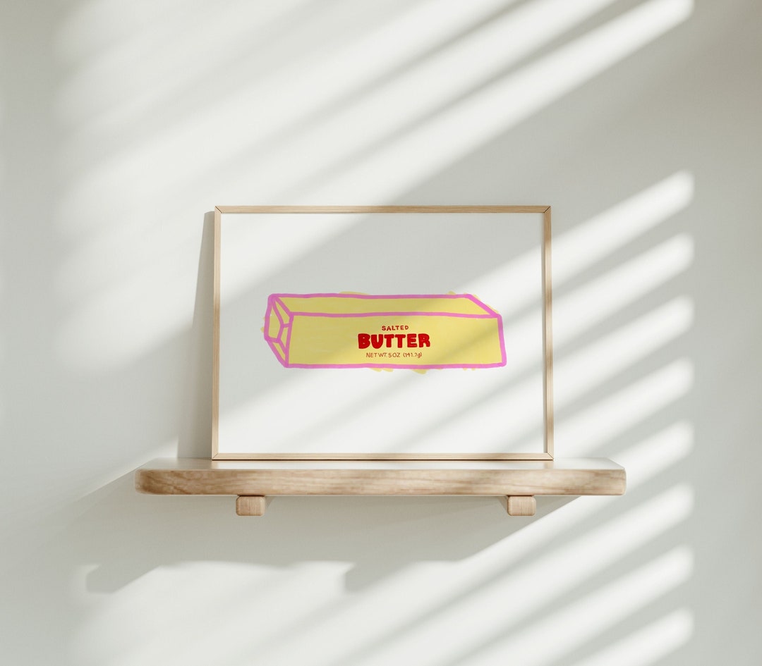 Butter Art Print, Cute Food Illustration, Bakery Decor Idea, Culinary ...