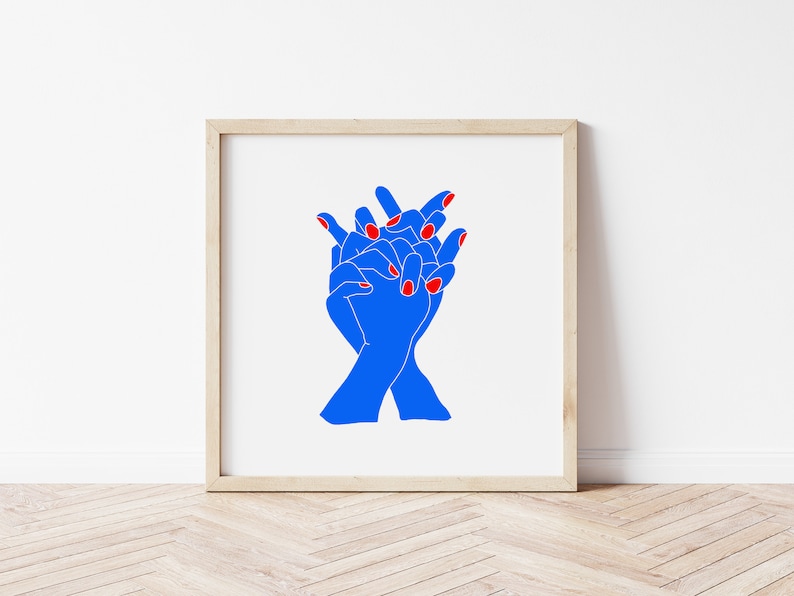 Holding Hands, Mid Century Modern Art, Maximalist, Large Scale Art ...