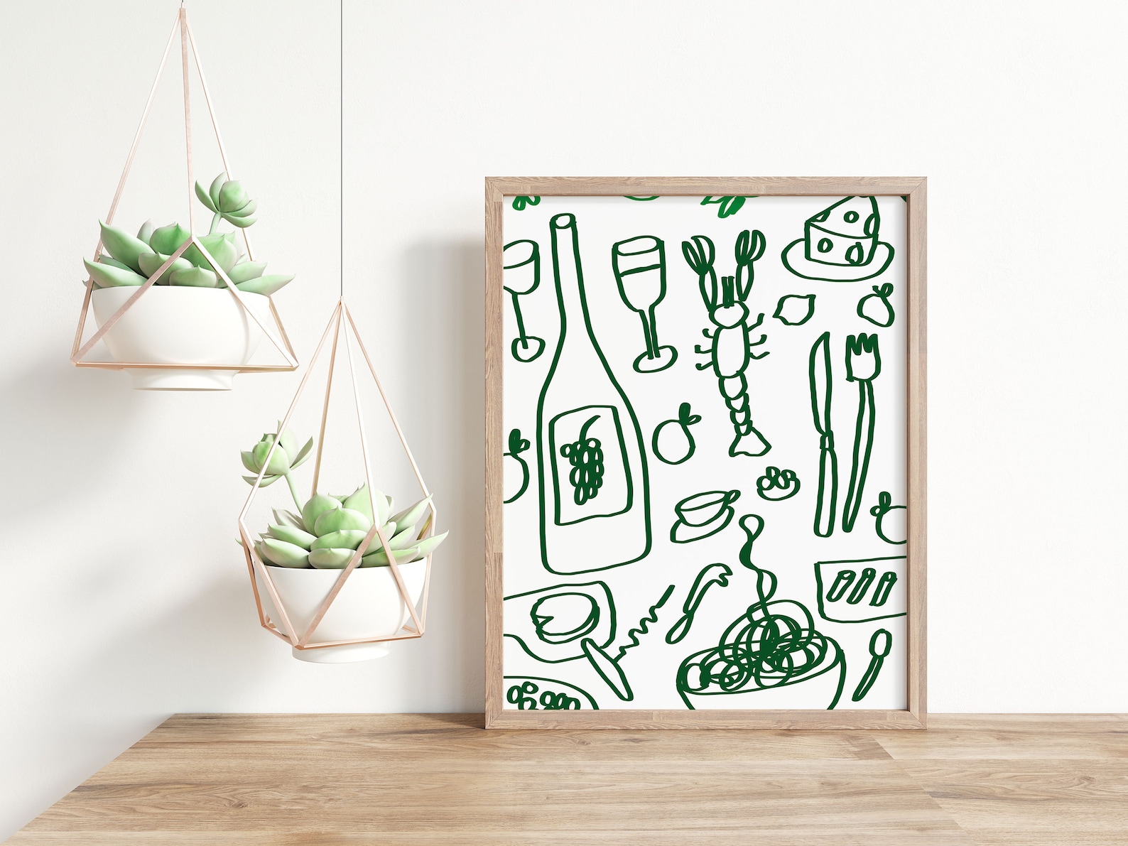 Kitchen Print, Italian Food Print, Wine Lover Gift, Green Artwork ...