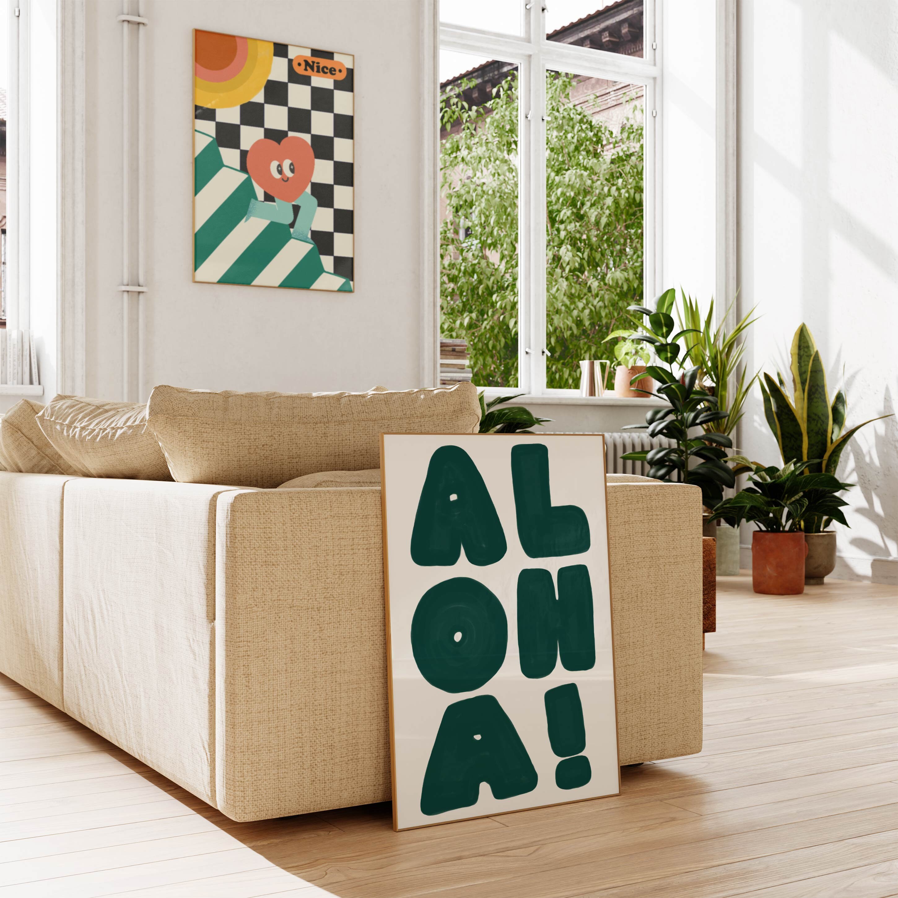 ALOHA Typography Poster Tiki Bar Sign Aesthetic Apartment - Etsy