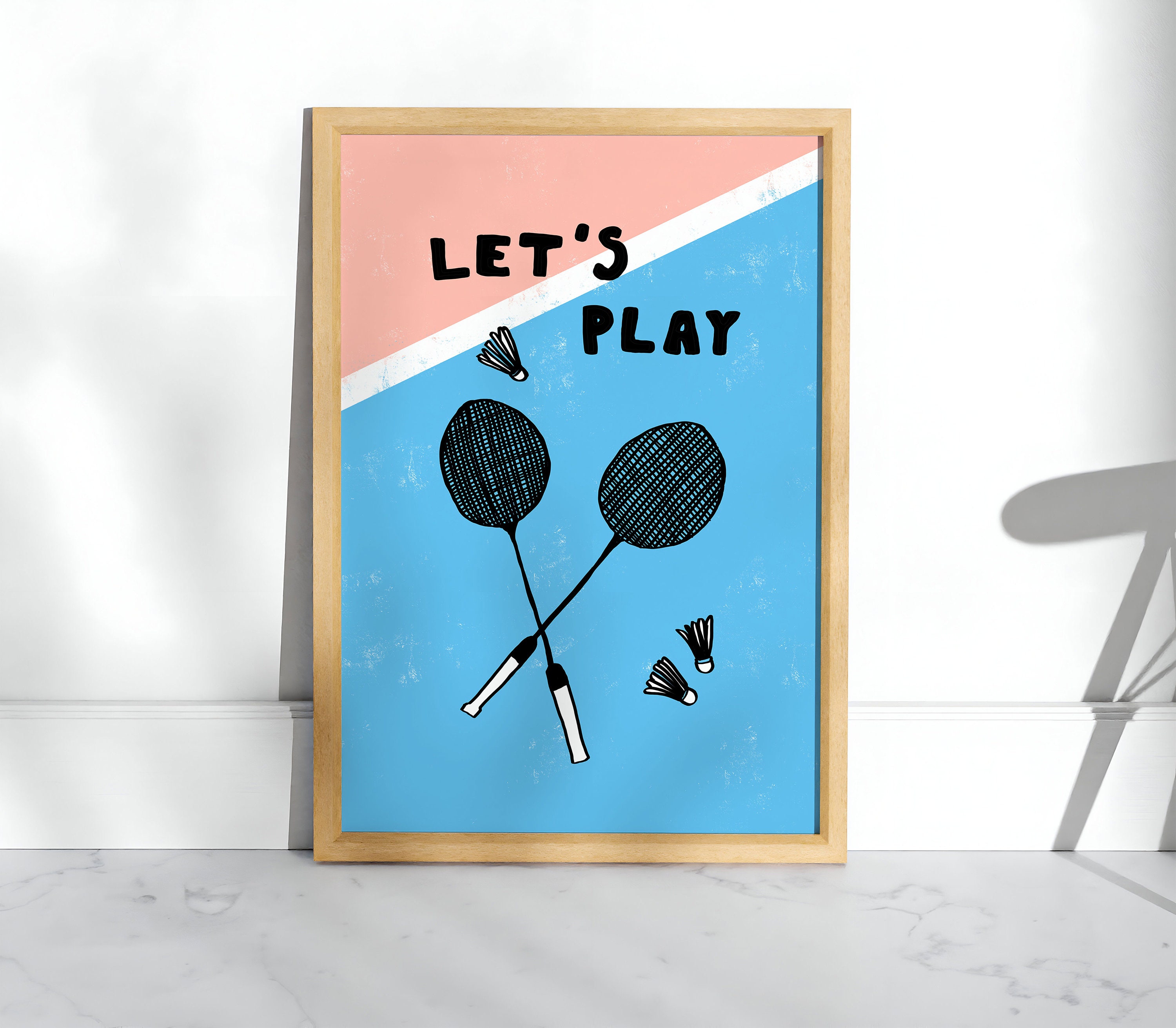 Let's Play Poster, Badminton Art Poster, Badminton Decor, Wall Art, Mid ...