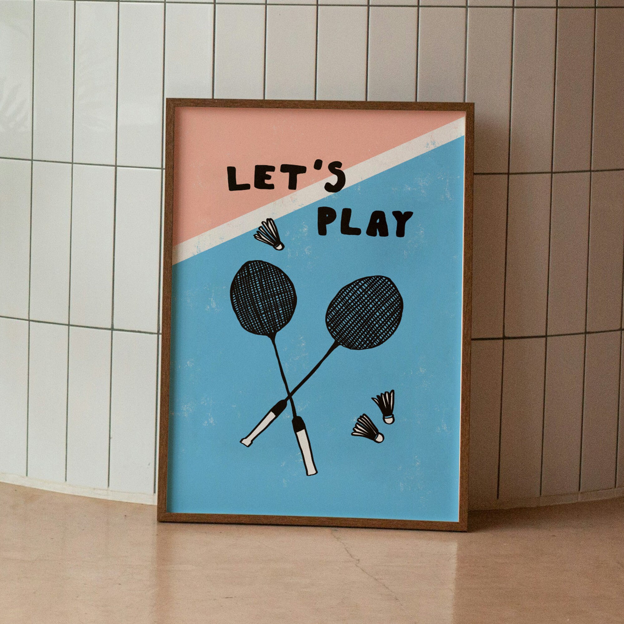 Let's Play Poster, Badminton Art Poster, Badminton Decor, Wall Art, Mid ...