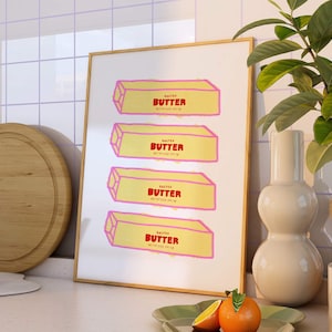 Butter Artwork, Typography Print, Food Lover Kitchen Wall Art ...
