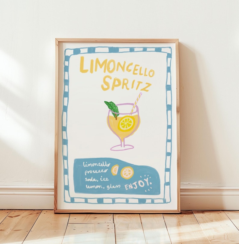 Limoncello Spritz Print, Cocktail Recipe, Spritz Cocktail, Bar Cart ...