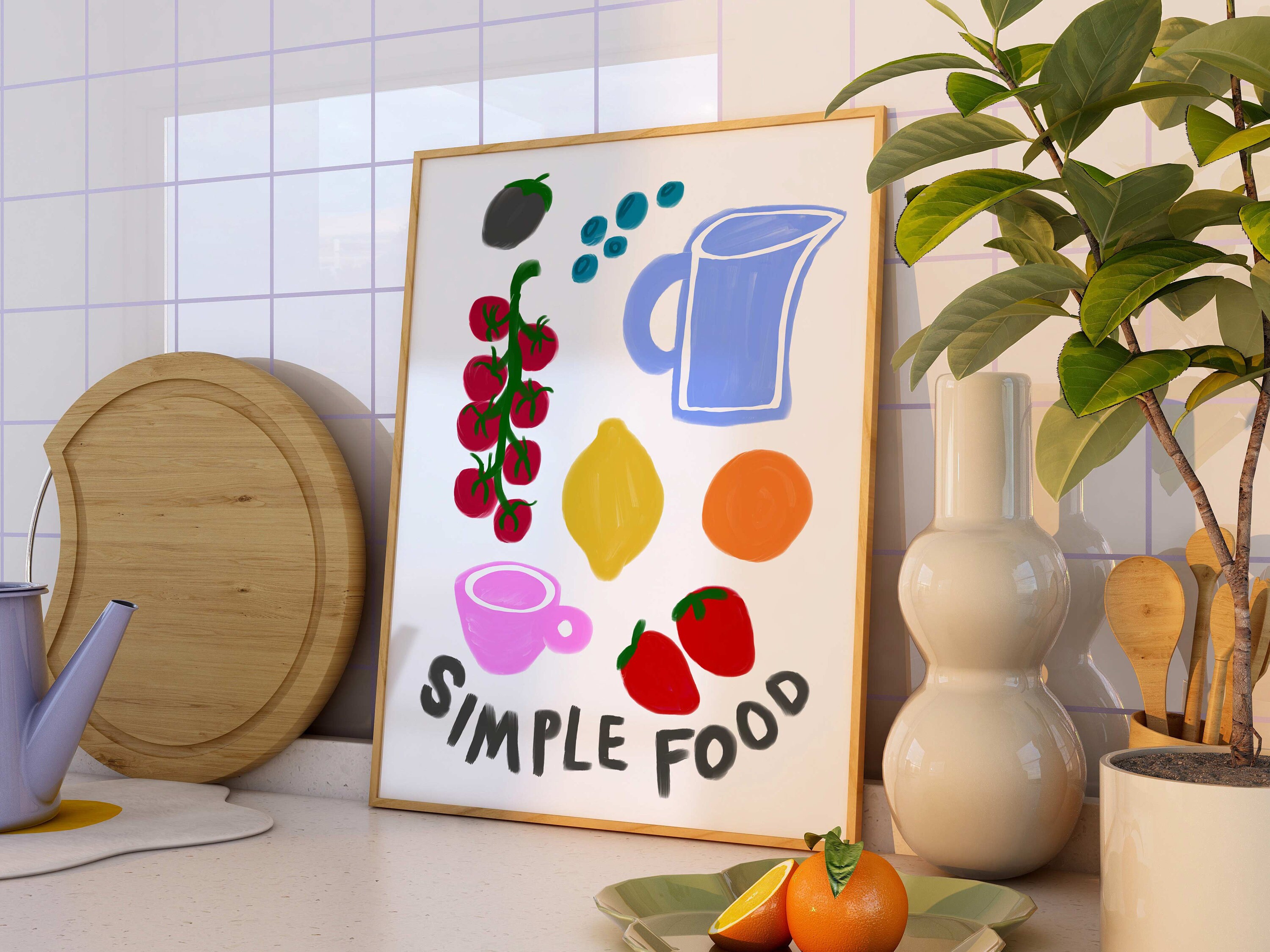 Simple Food Print Food Market Poster Kitchen Print Foodie - Etsy