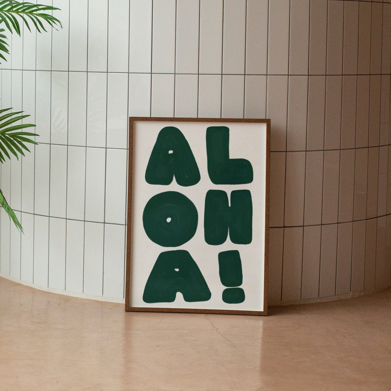 ALOHA! Typography Poster, Tiki Bar Sign, Aesthetic Apartment Decor ...