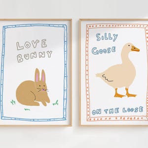 Wall Art Set, Silly Goose on the Loose Print, Playroom Decor, Love ...