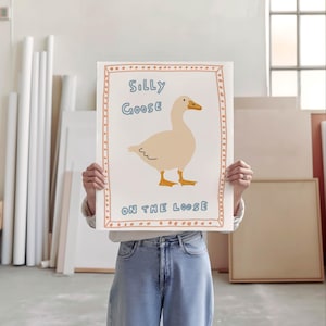Silly Goose on the Loose Print, Apartment Decor, Retro Wall Art, Quirky ...