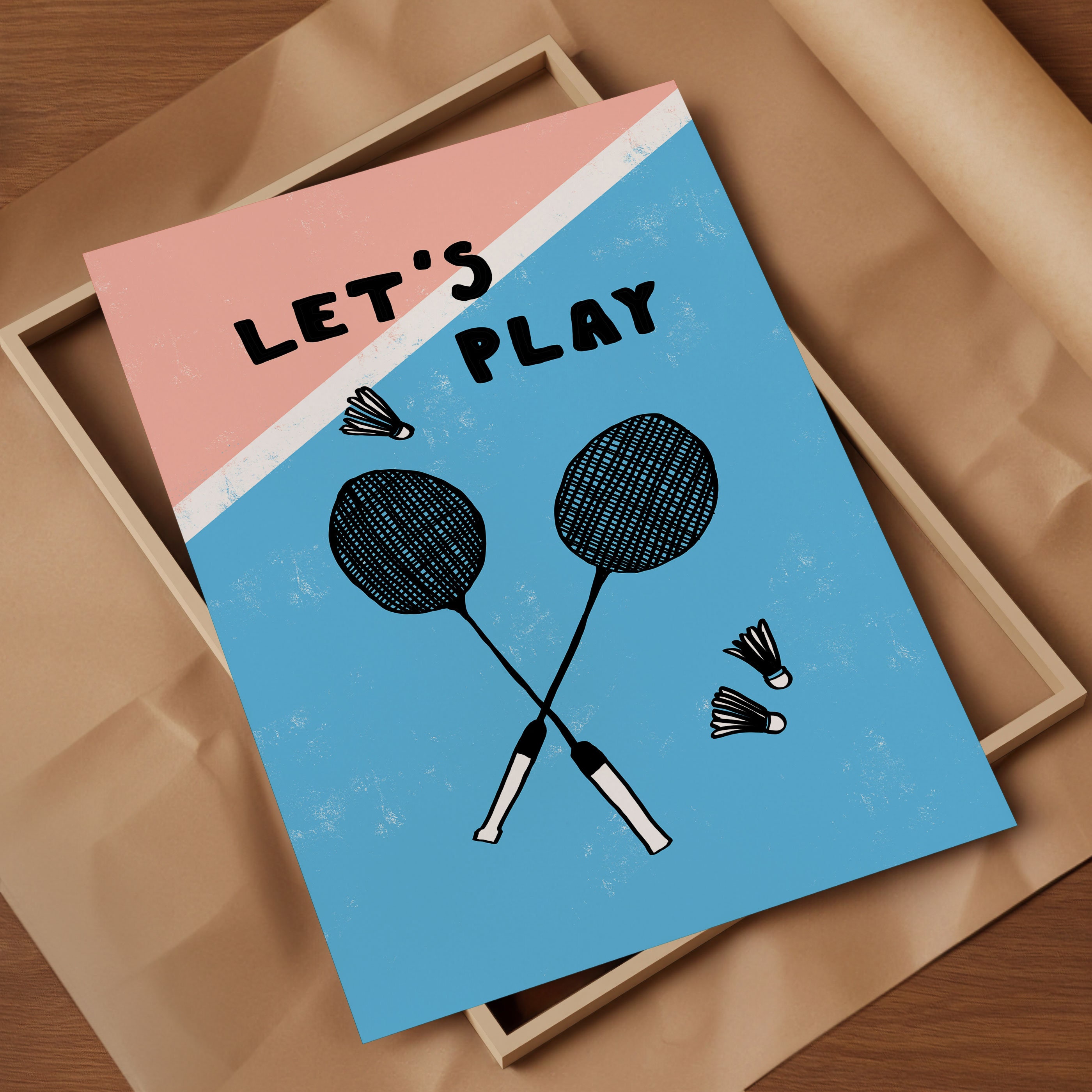 Let's Play Poster, Badminton Art Poster, Badminton Decor, Wall Art, Mid ...