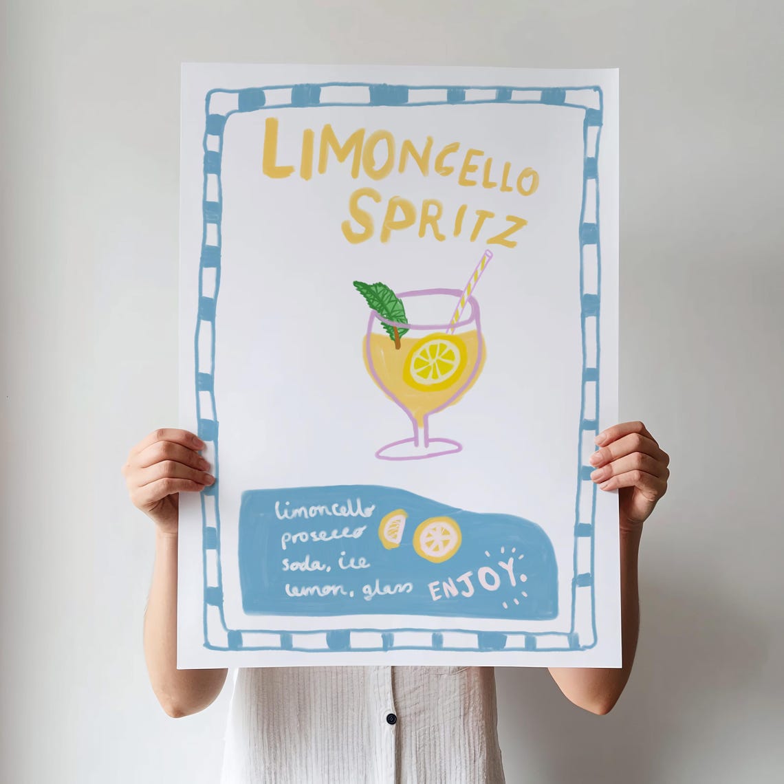 Limoncello Spritz Print, Cocktail Recipe, Spritz Cocktail, Bar Cart ...