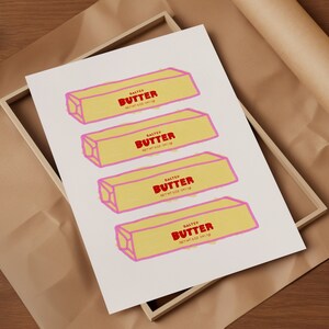 Butter Artwork, Typography Print, Food Lover Kitchen Wall Art ...
