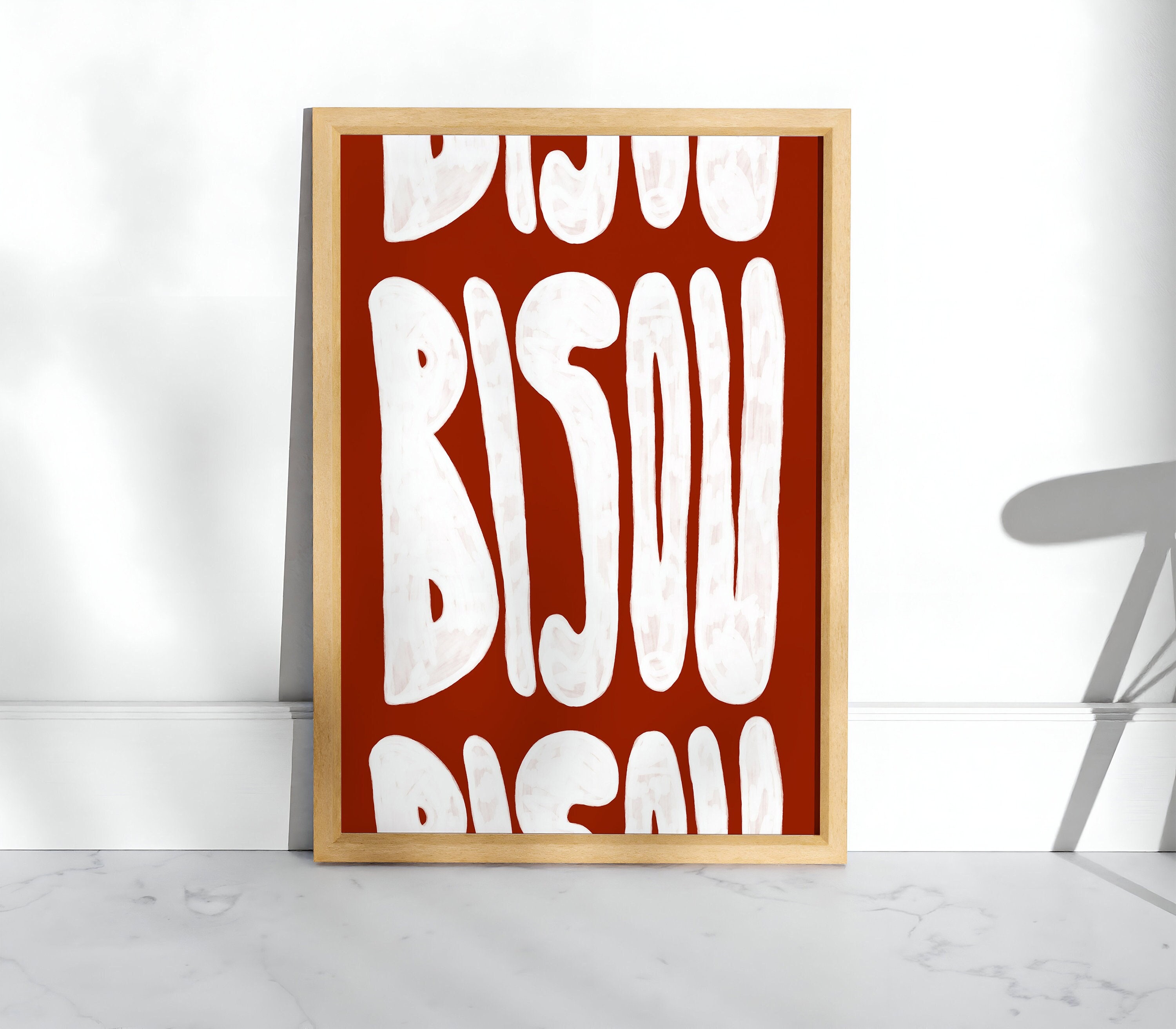 Bisou Poster French Kiss Print Typographic Print Kiss - Etsy