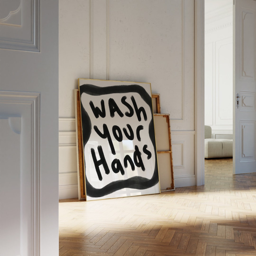 Wash Your Hands Sign, Bathroom Poster, Cute Bathroom Decor, Hand ...