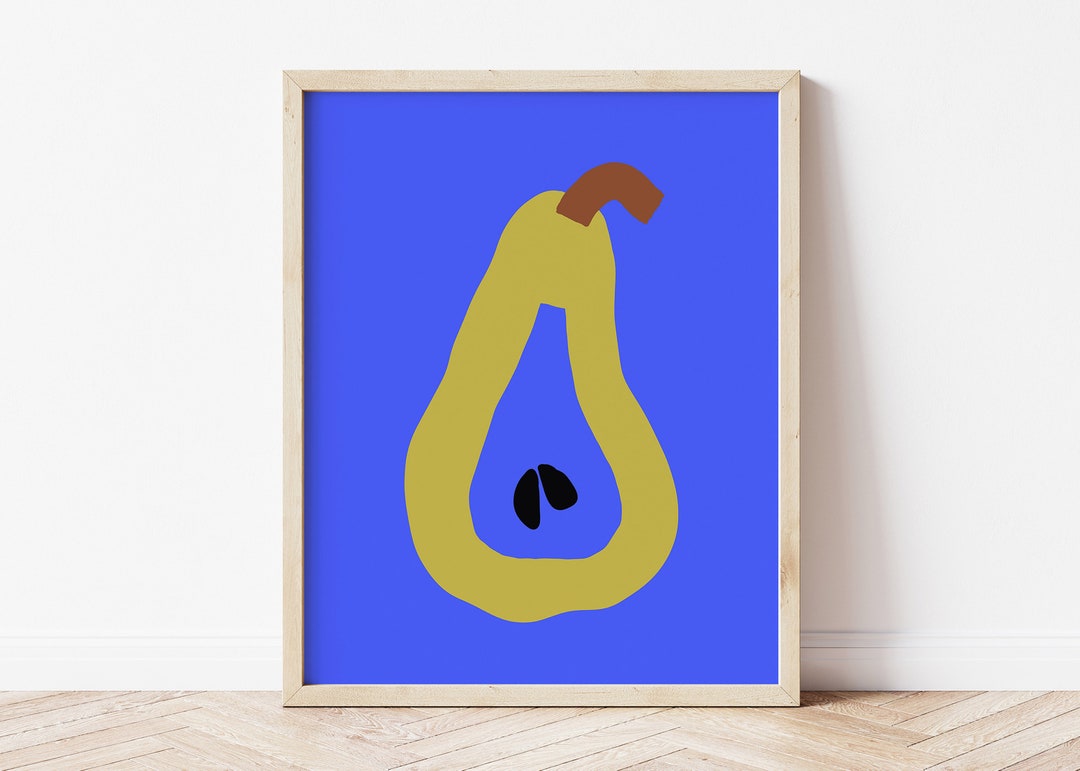 Green Pear Poster | Mid Century Home Decor | Colorful Kitchen Printable ...