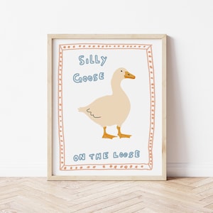 Silly Goose on the Loose Print, Apartment Decor, Retro Wall Art, Quirky ...