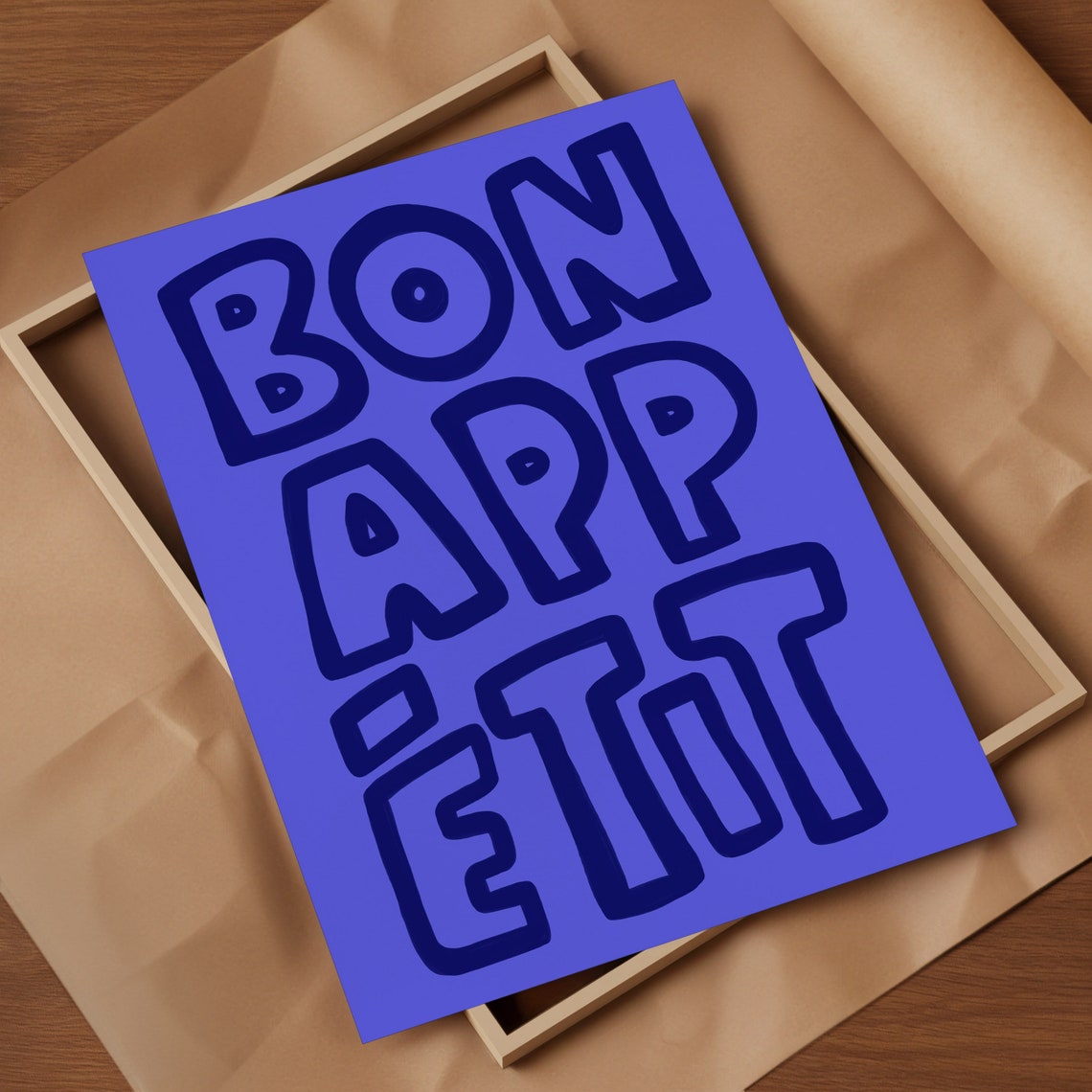 Printable Bon Appetit Poster, French Quote Poster, Kitchen Print, Blue ...