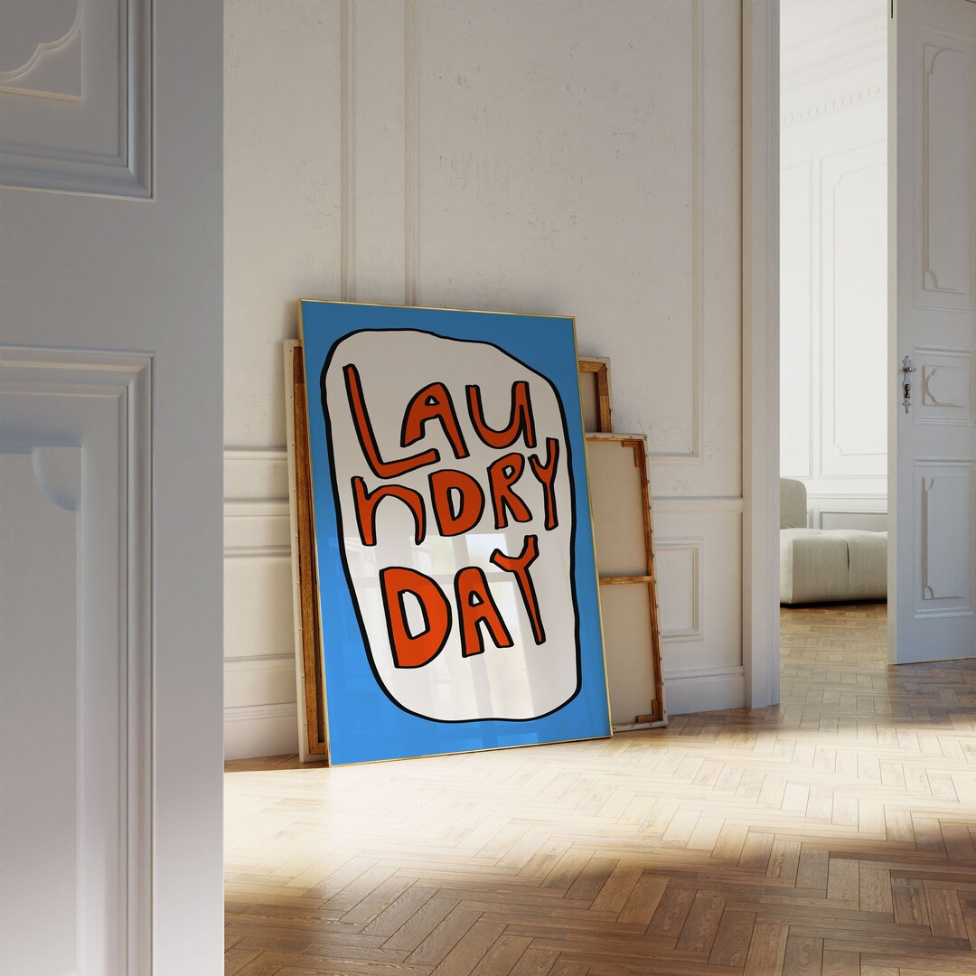 Laundry Day Print, Typography Print, Large Wall Art, Mid Century Modern ...