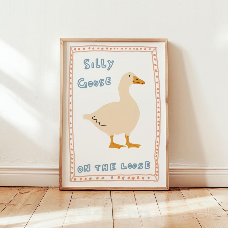 Wall Art Set, Silly Goose on the Loose Print, Playroom Decor, Love ...