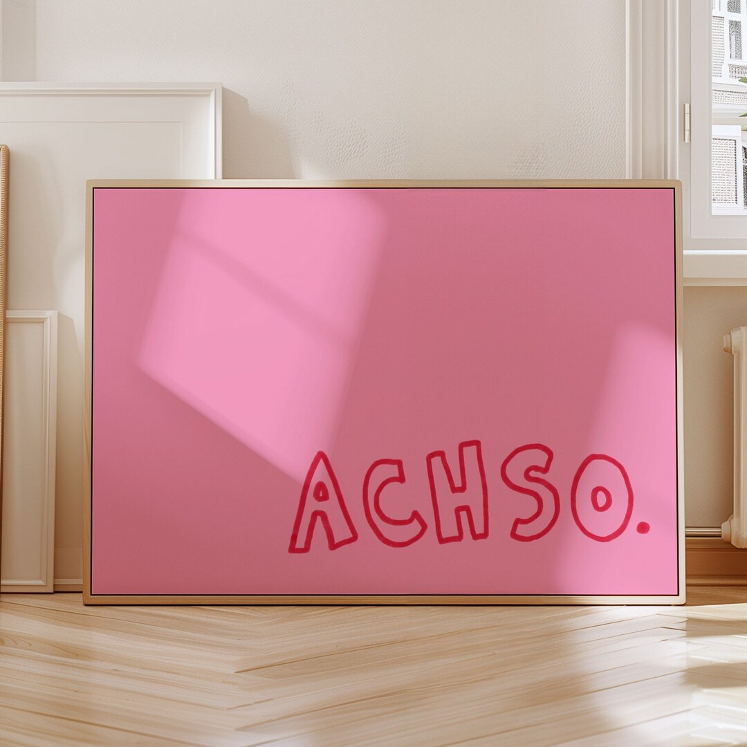 Achso Print, Mid Century Poster, Typographic Art, Word Art, German ...