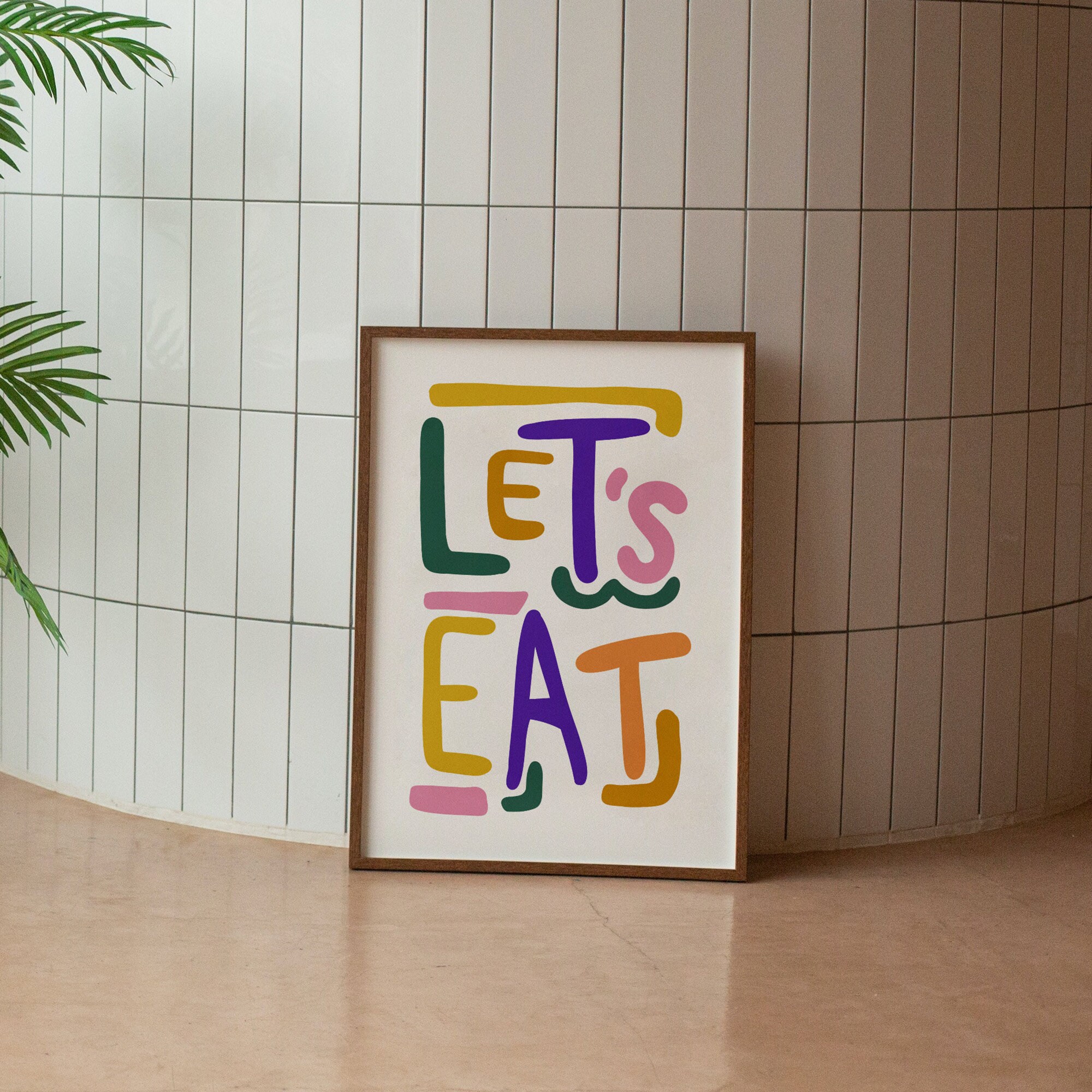 Let's Eat Print, Mid Century Typography Print, Food Poster, Original ...