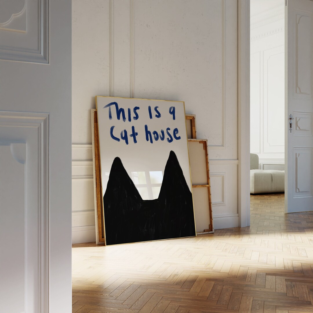 Black Cat House Funny Cat Poster, Cute Kitten Illustration, Cat Lover ...