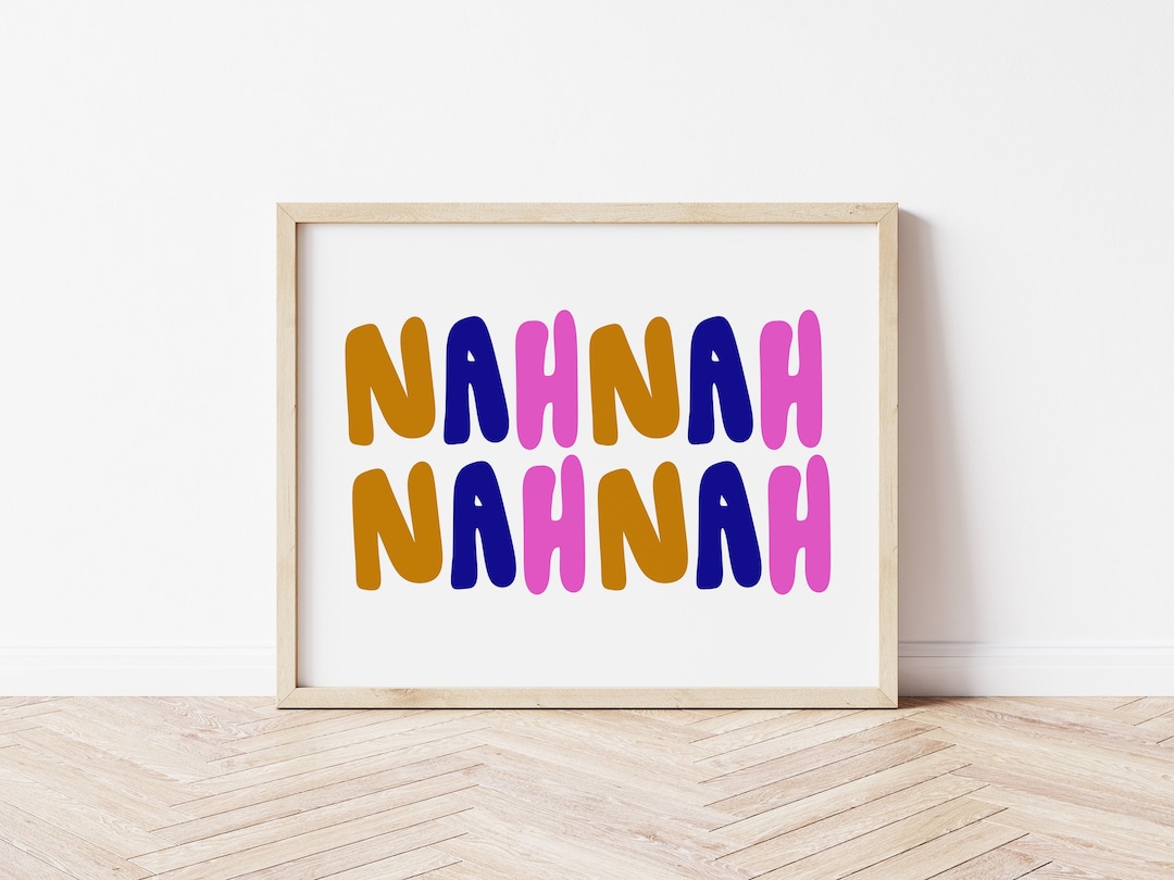 Colorful nah Printable Art Bright Indigo and Yellow Typography Print ...
