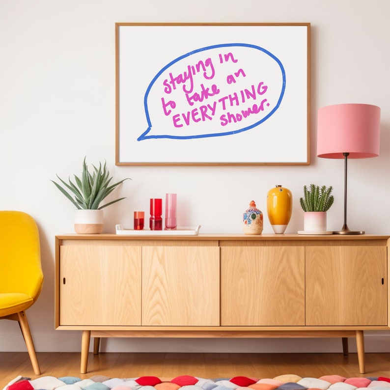 Everything Shower Print, Word Art, Mid Century Print, Aesthetic Wall ...