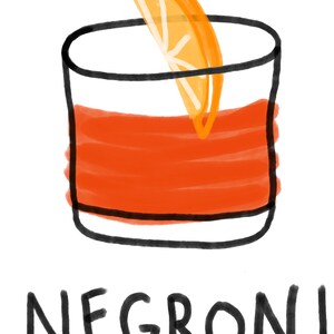 Negroni Poster, Negroni Cocktail Wall Art, Kitchen Print, Apartment ...