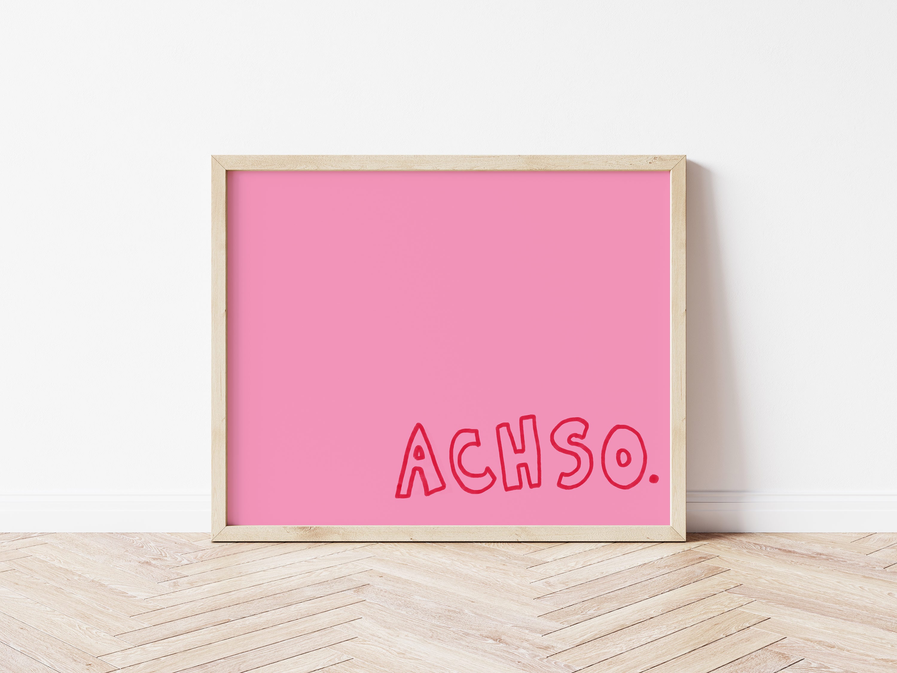 Achso Print, Mid Century Poster, Typographic Art, Word Art, German ...