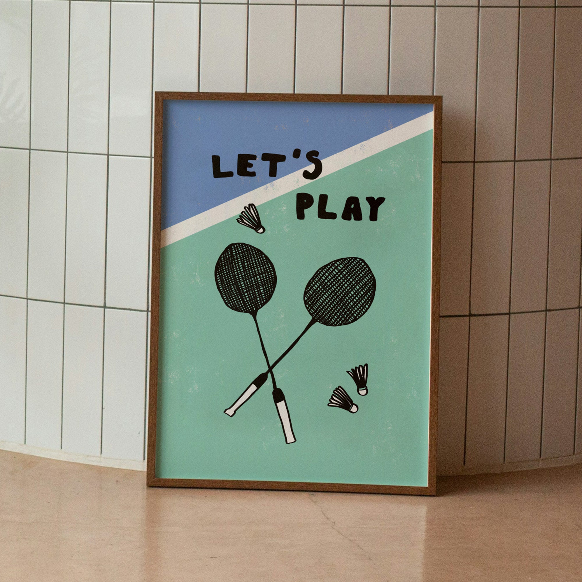 Let's Play Poster, Badminton Art Poster, Badminton Decor, Wall Art, Mid ...