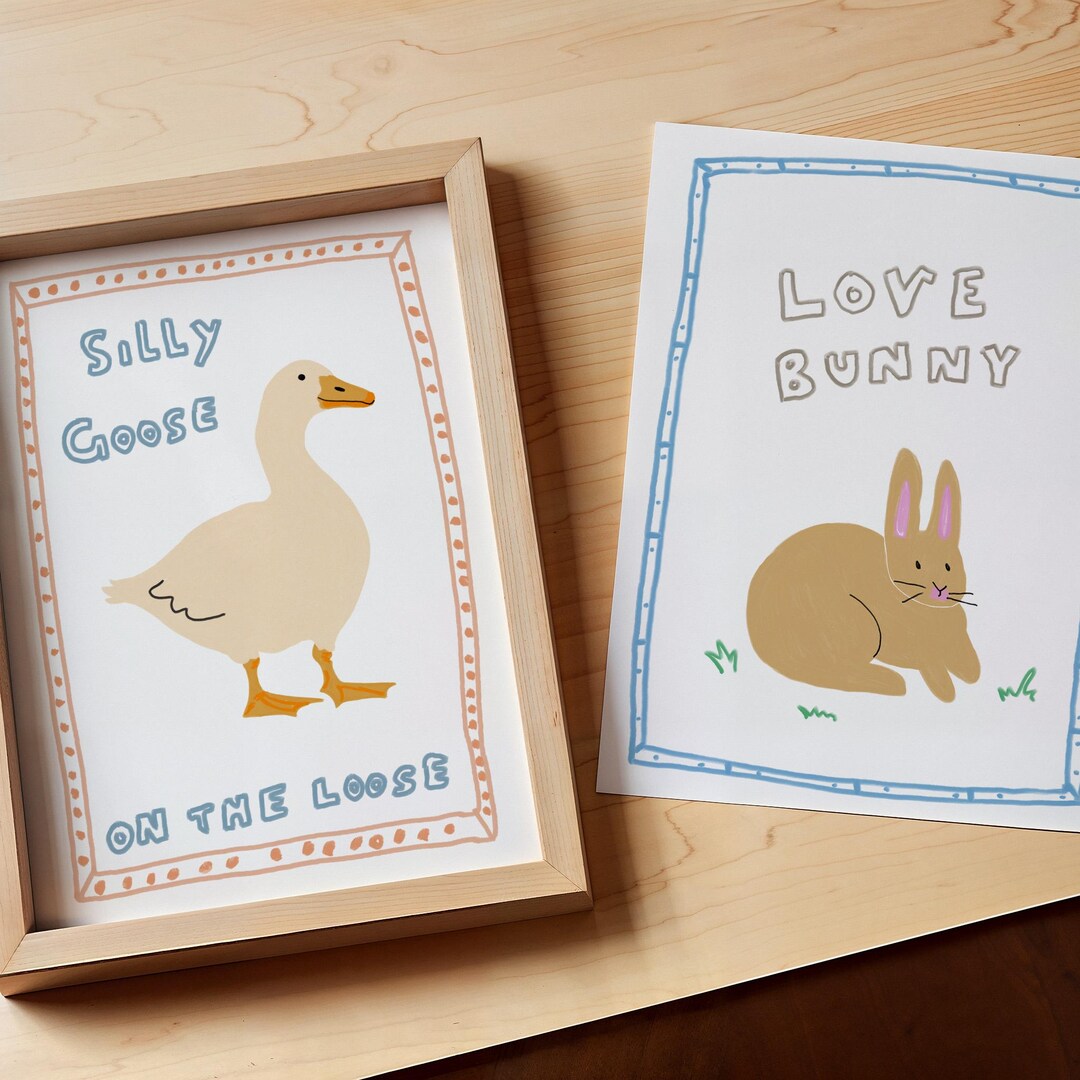 Wall Art Set, Silly Goose on the Loose Print, Playroom Decor, Love ...