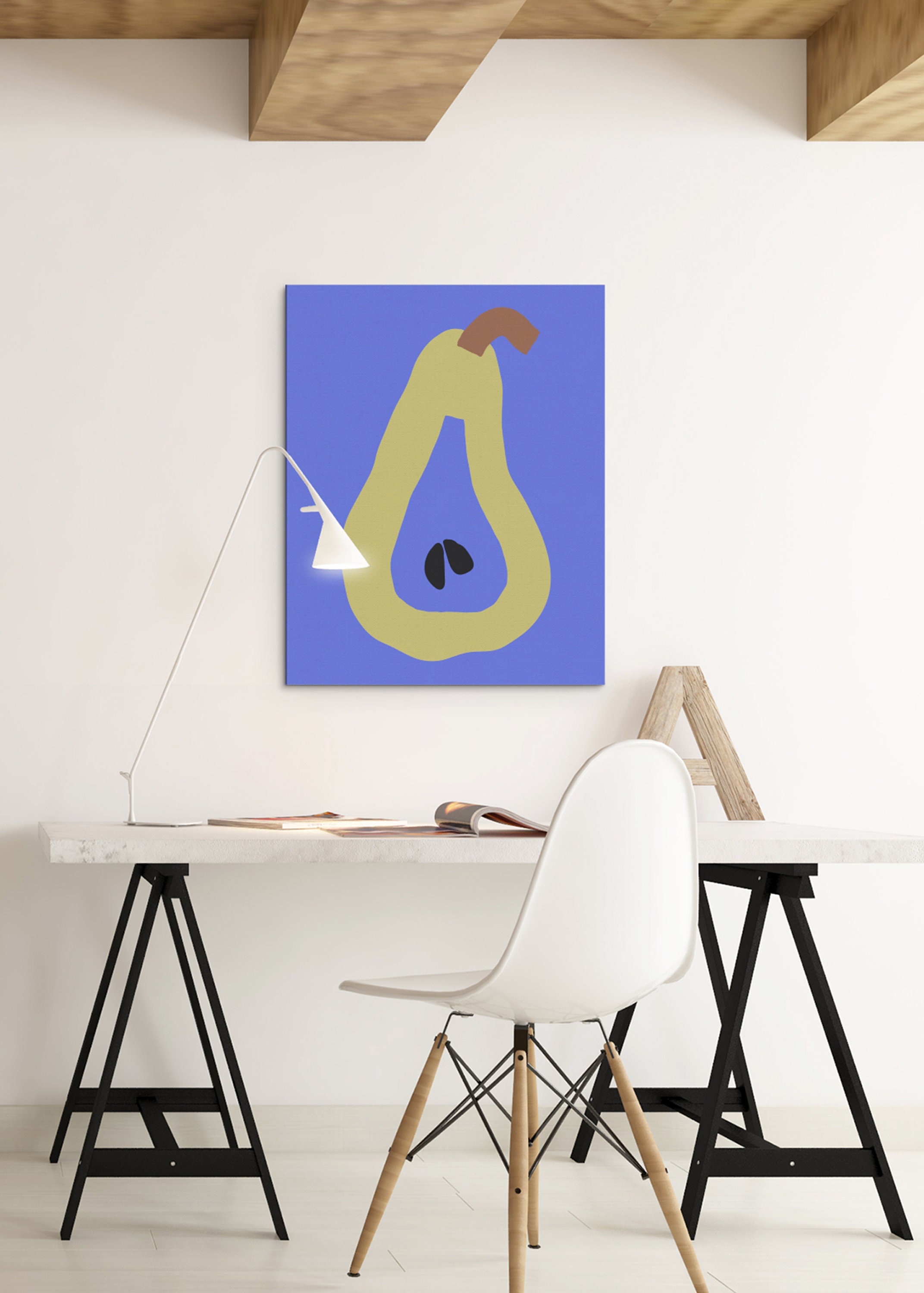 Green Pear Poster Mid Century Home Decor Colorful Kitchen Printable ...