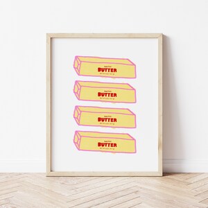Butter Artwork, Typography Print, Food Lover Kitchen Wall Art ...