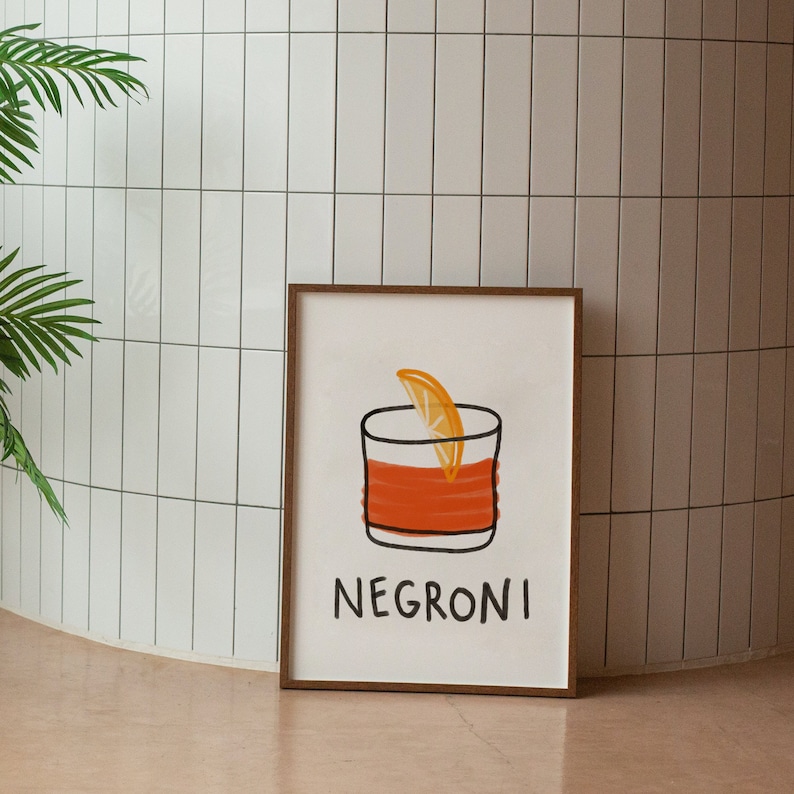 Negroni Poster, Negroni Cocktail Wall Art, Kitchen Print, Apartment ...